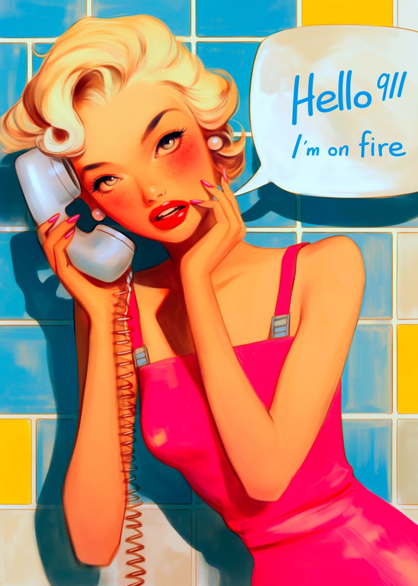 'Retro Phone Call' Poster, picture, metal print, paint by Procrastinart ...