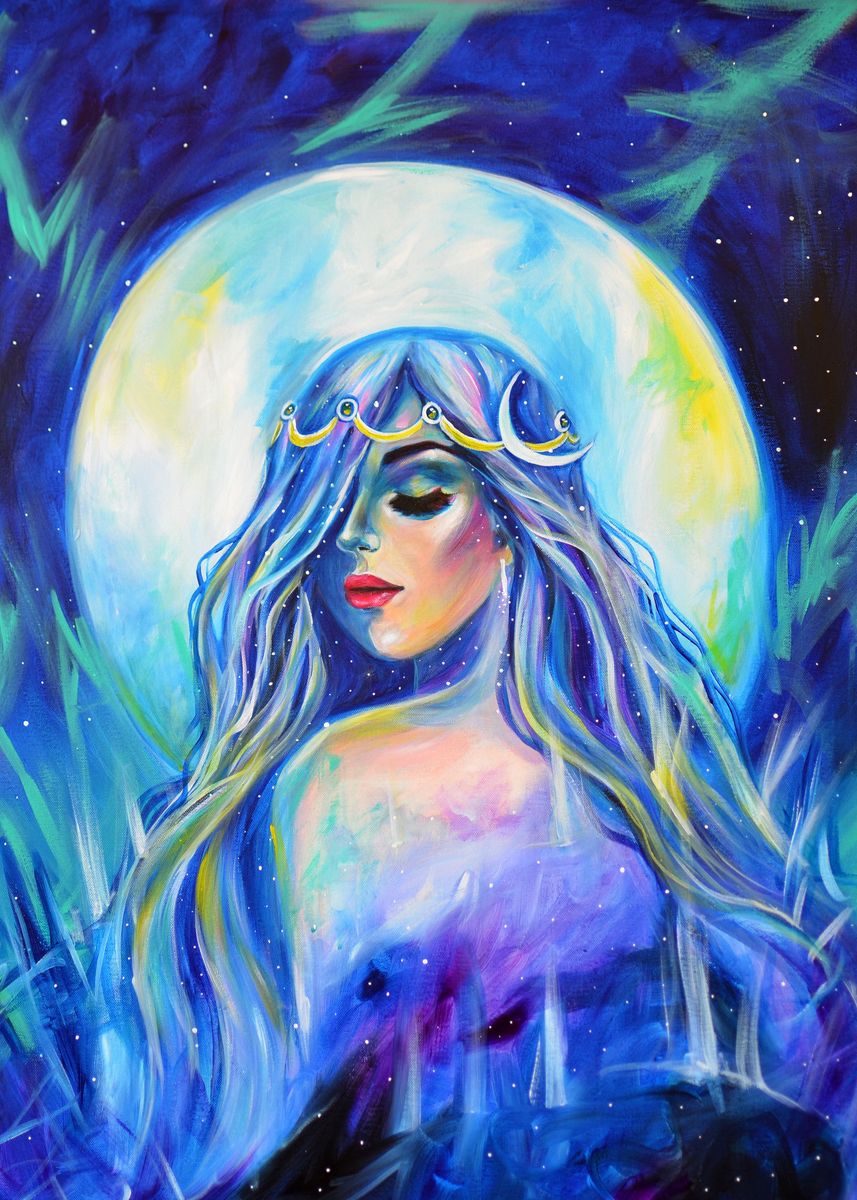 'Luna Moon Goddess' Poster, picture, metal print, paint by Stephanie ...