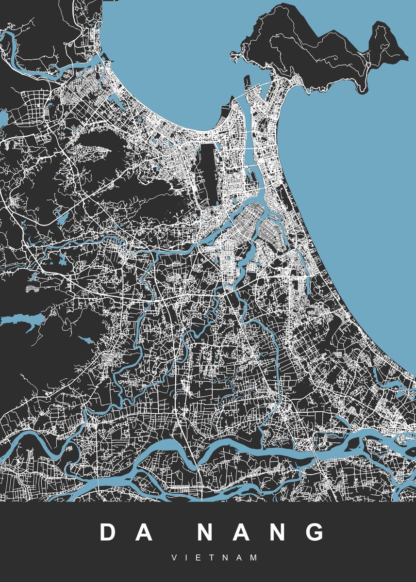 'MAP DA NANG VIETNAM' Poster, picture, metal print, paint by UrbanMaps ...
