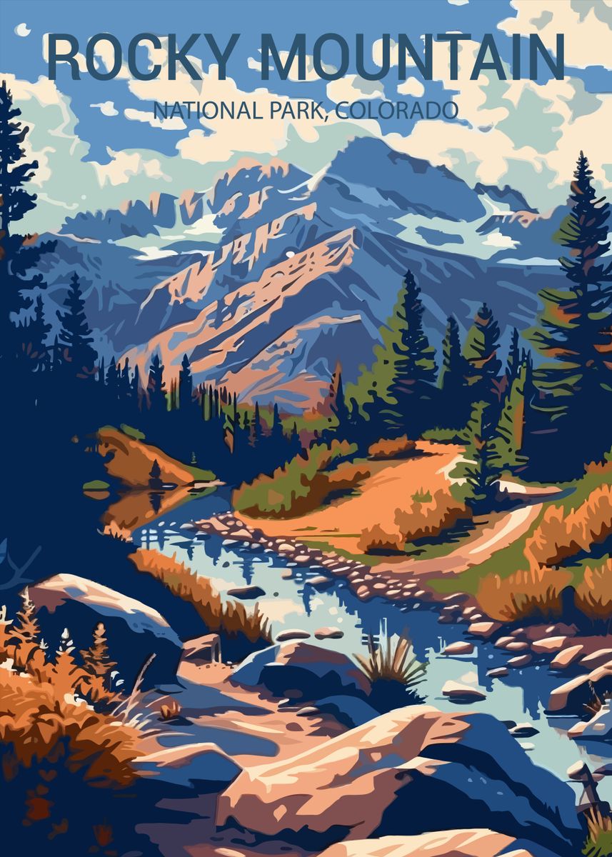 'Rocky Mountain National Park' Poster, picture, metal print, paint by ...