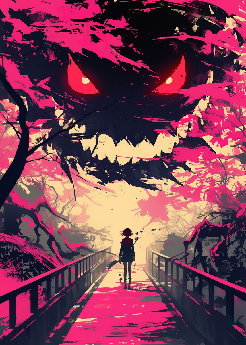 'Girl Facing Monster' Poster, picture, metal print, paint by Tomorrow ...