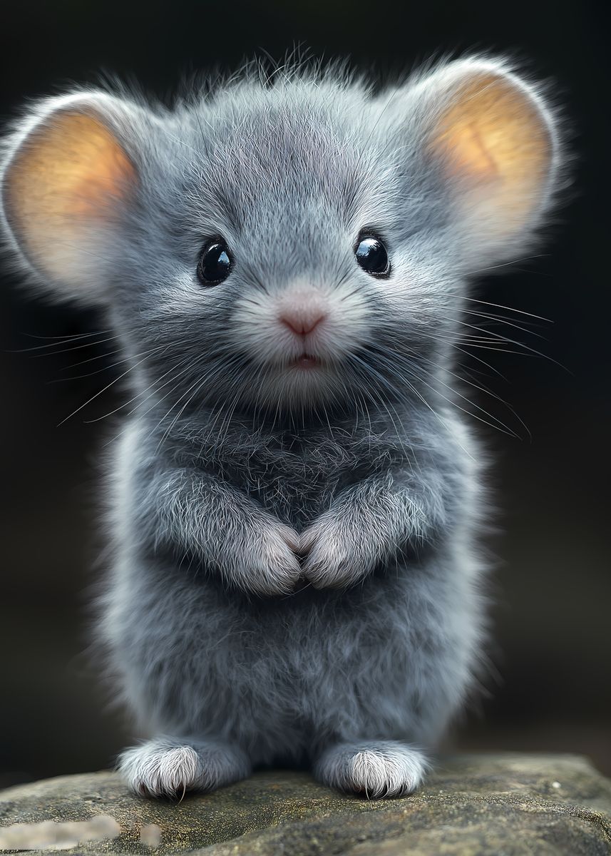 'Cute Grey Mouse' Poster, picture, metal print, paint by PENGDUA XYZ ...