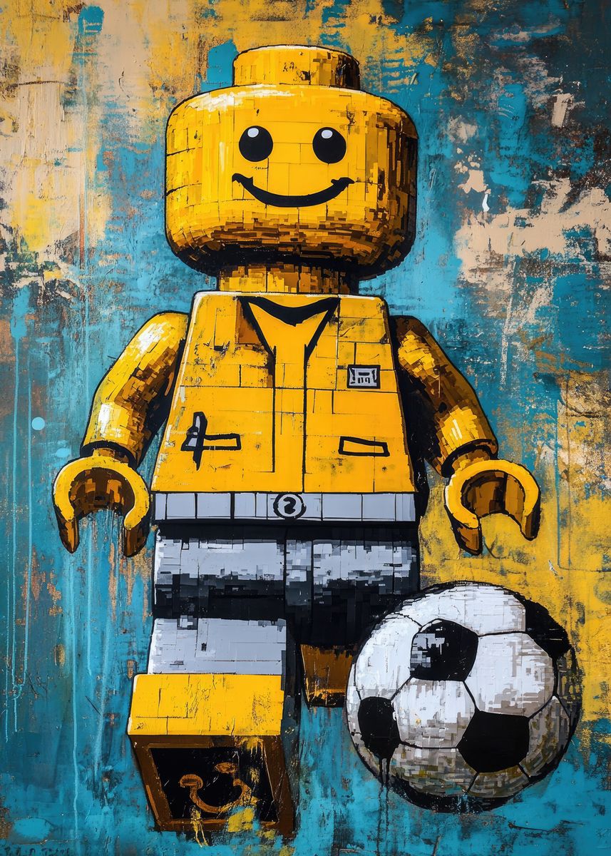 'Abstract Footballer Street Art' Poster, picture, metal print, paint by ...