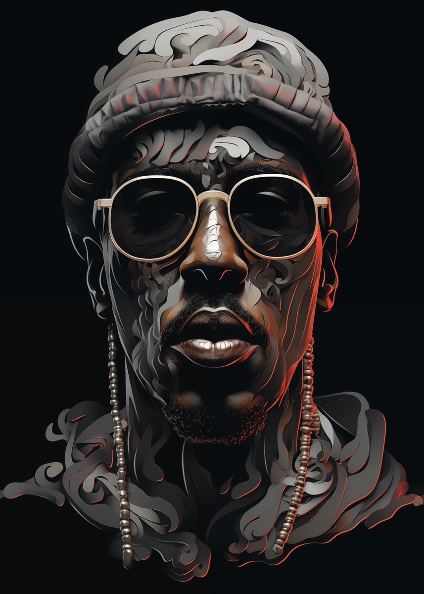 'Abstract Rapper Portrait' Poster, picture, metal print, paint by ...