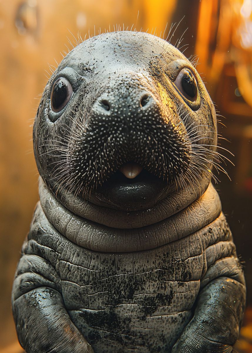 'Cute Manatee Portrait' Poster, picture, metal print, paint by ...
