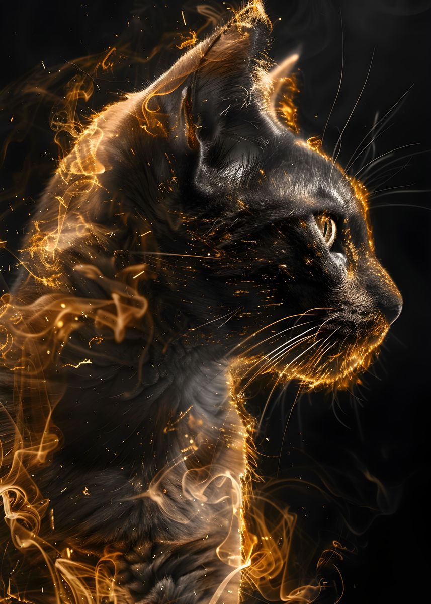 'Cat Flames Photography' Poster, picture, metal print, paint by Maël ...