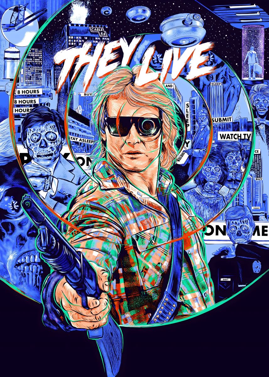 'They Live' Poster, picture, metal print, paint by Owolan Studio | Displate