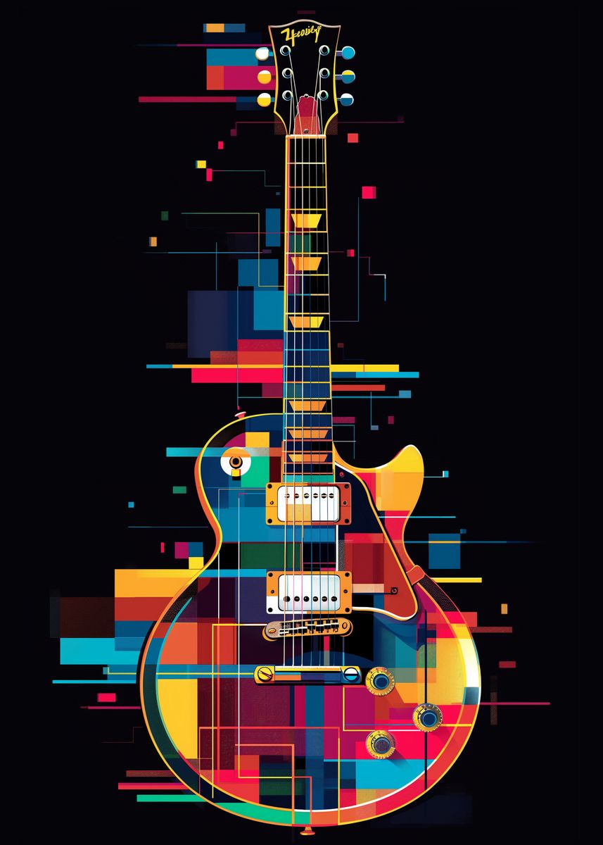 'Electric Guitar Pop Art' Poster, picture, metal print, paint by Mus ...