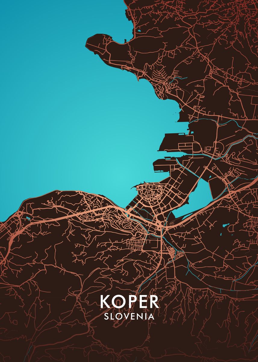 'Koper City Map' Poster, picture, metal print, paint by Miracle Studio ...
