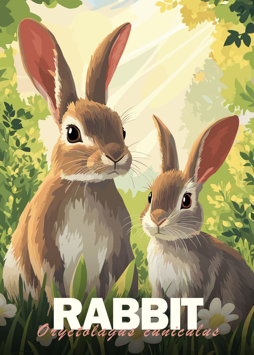 'Rabbit Family Poster' Poster, picture, metal print, paint by Qreative ...