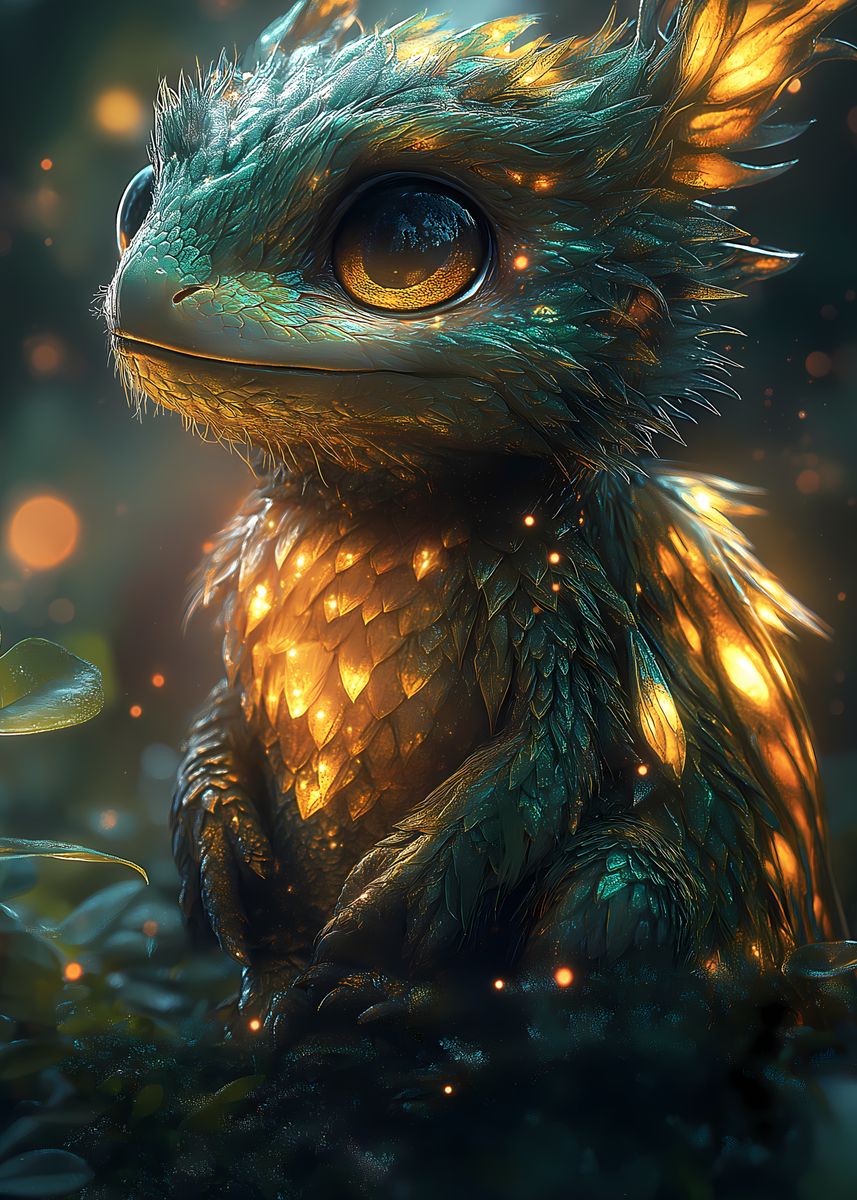 'Glowing Dragonling' Poster, picture, metal print, paint by PENGDUA XYZ ...