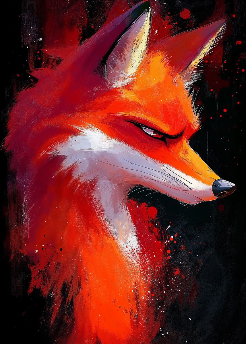 'Fiery Fox Portrait' Poster, picture, metal print, paint by Tomoo ...
