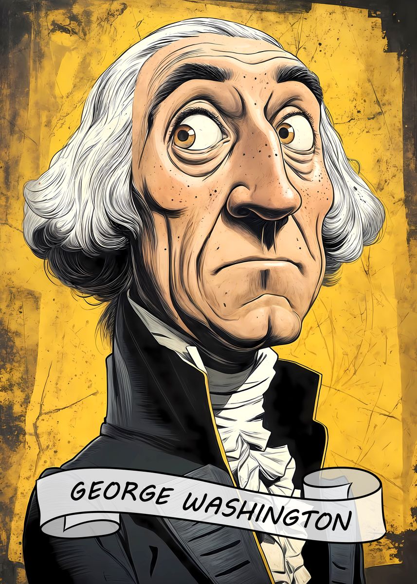 'George Washington Caricature Portrait' Poster, picture, metal print ...