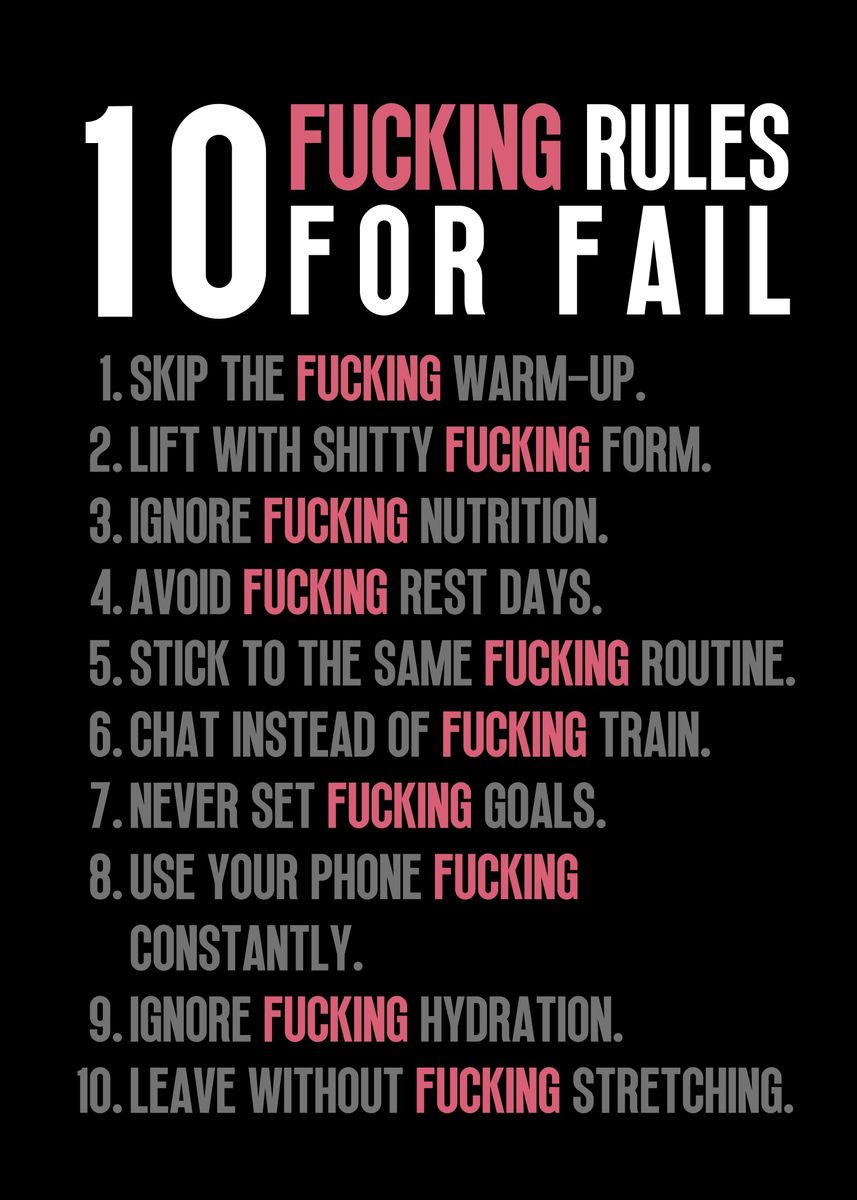 '10 Rules For Fail' Poster, picture, metal print, paint by Wezt Studio ...