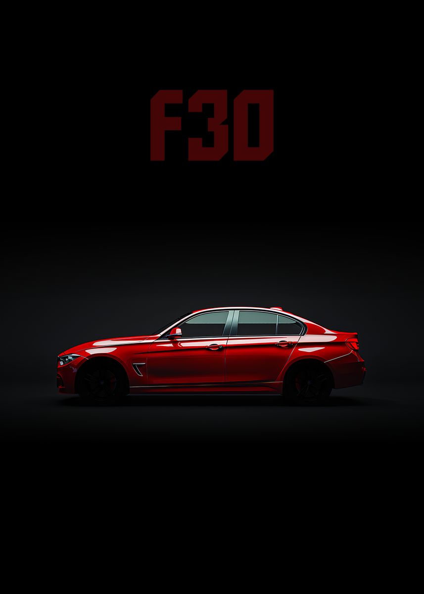 'Red Bimmer F30 Sedan' Poster, picture, metal print, paint by Masje ...