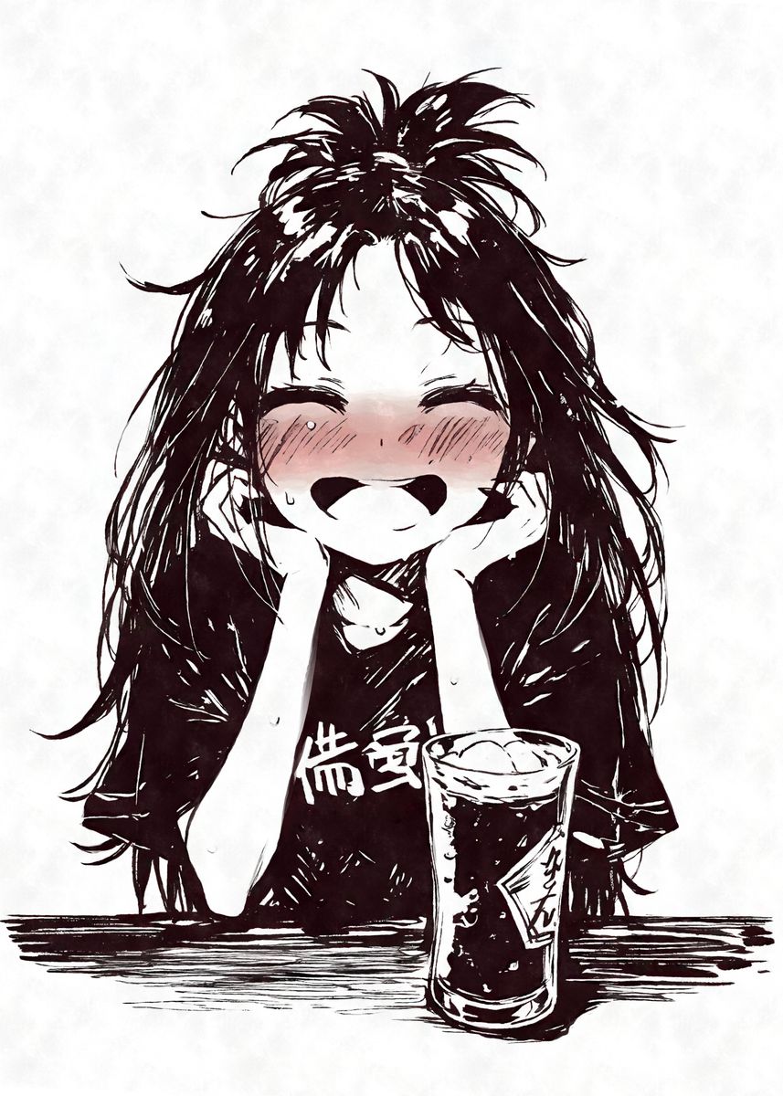'Happy Drunk Anime Girl' Poster, picture, metal print, paint by Masaki ...