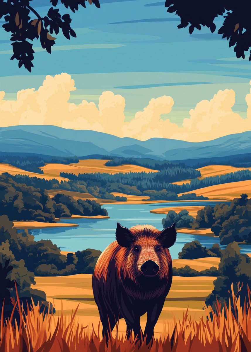 'Roaming Wild Boar' Poster, picture, metal print, paint by Steinfox ...