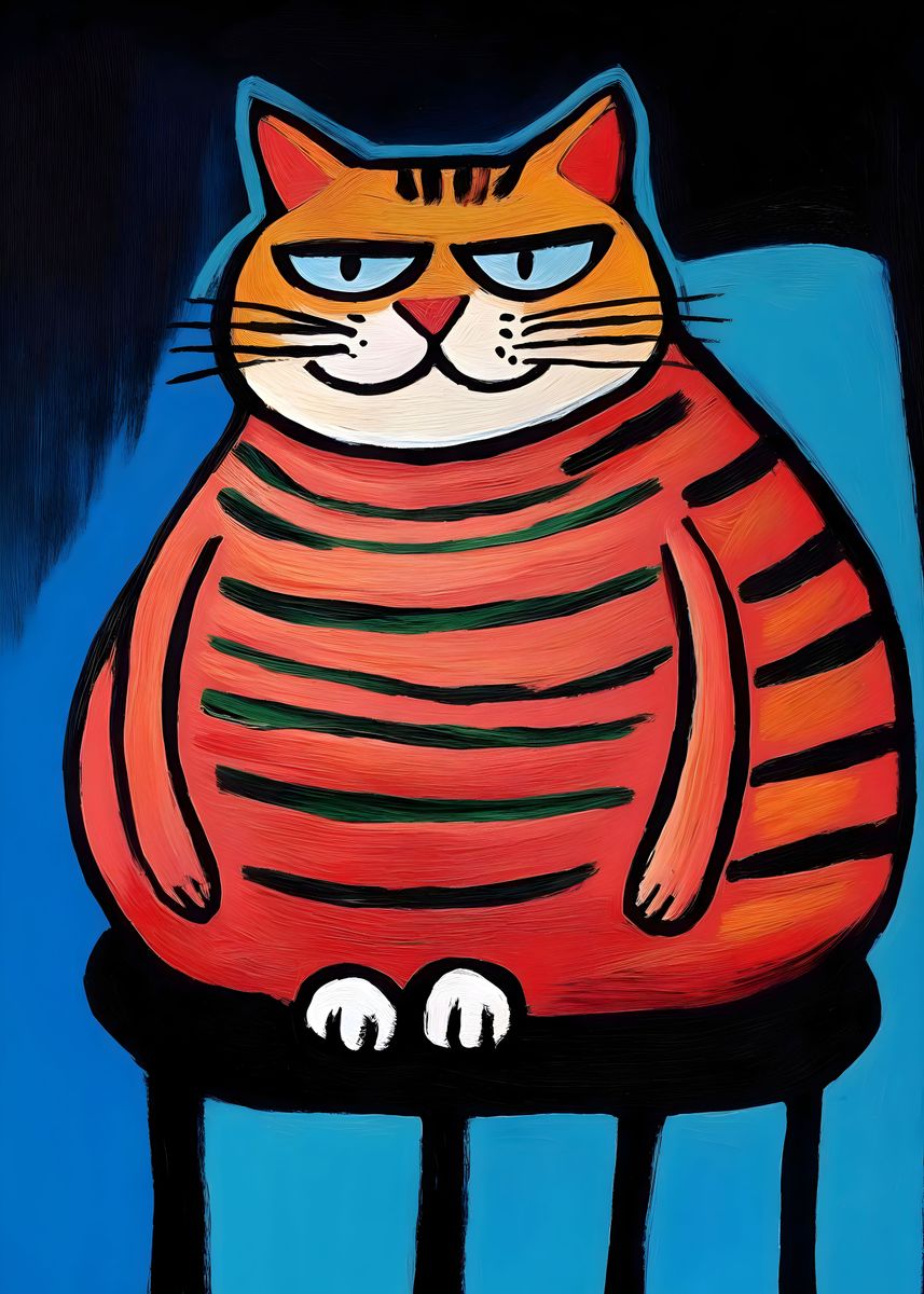 'Chill cat' Poster, picture, metal print, paint by InkAura | Displate