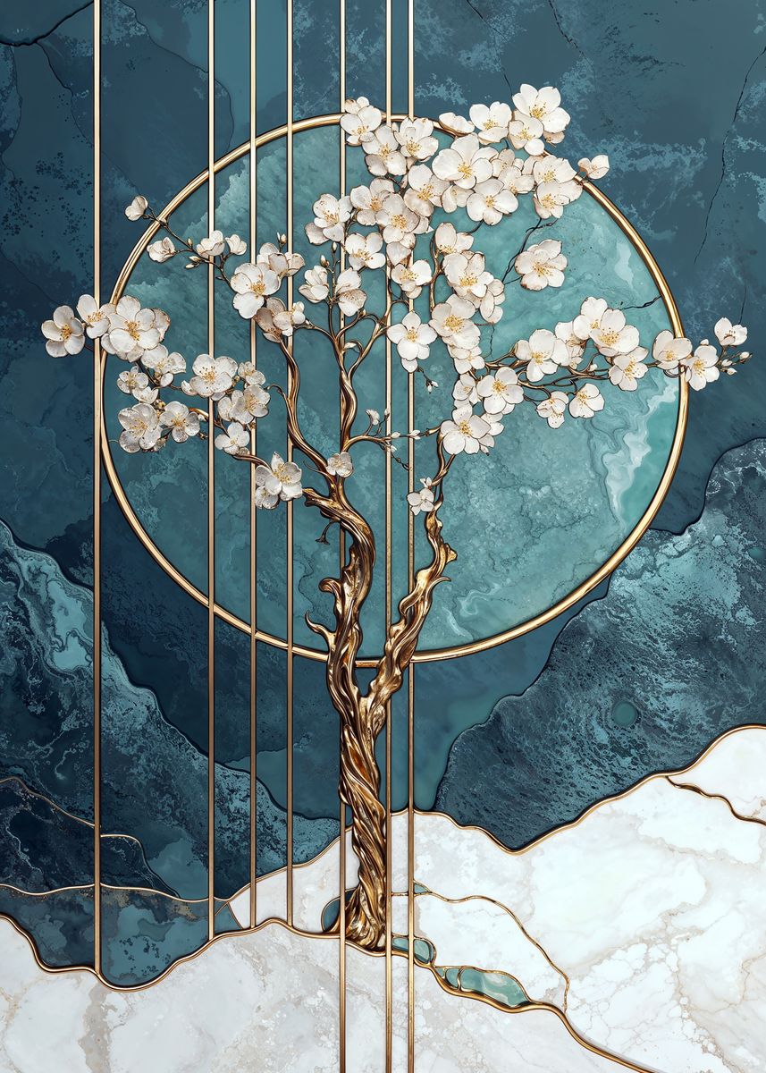 'Kintsugi Blossom Tree' Poster, picture, metal print, paint by ...