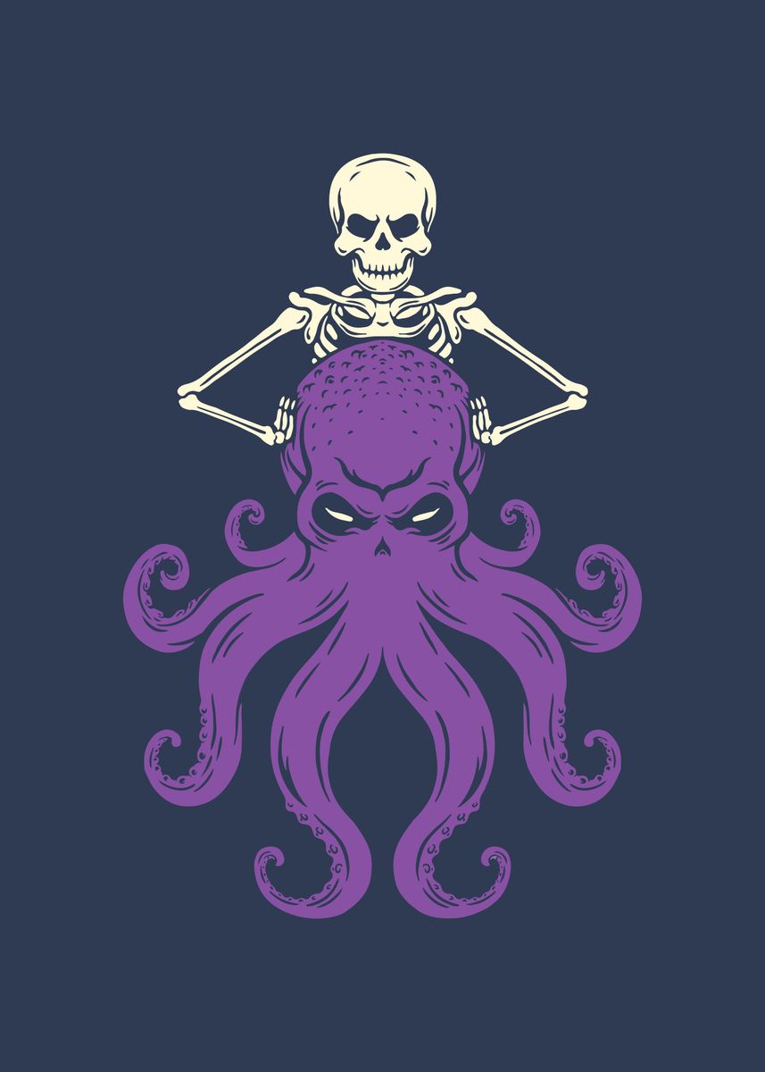 'Octopus Skeleton' Poster, picture, metal print, paint by Mangustudio ...