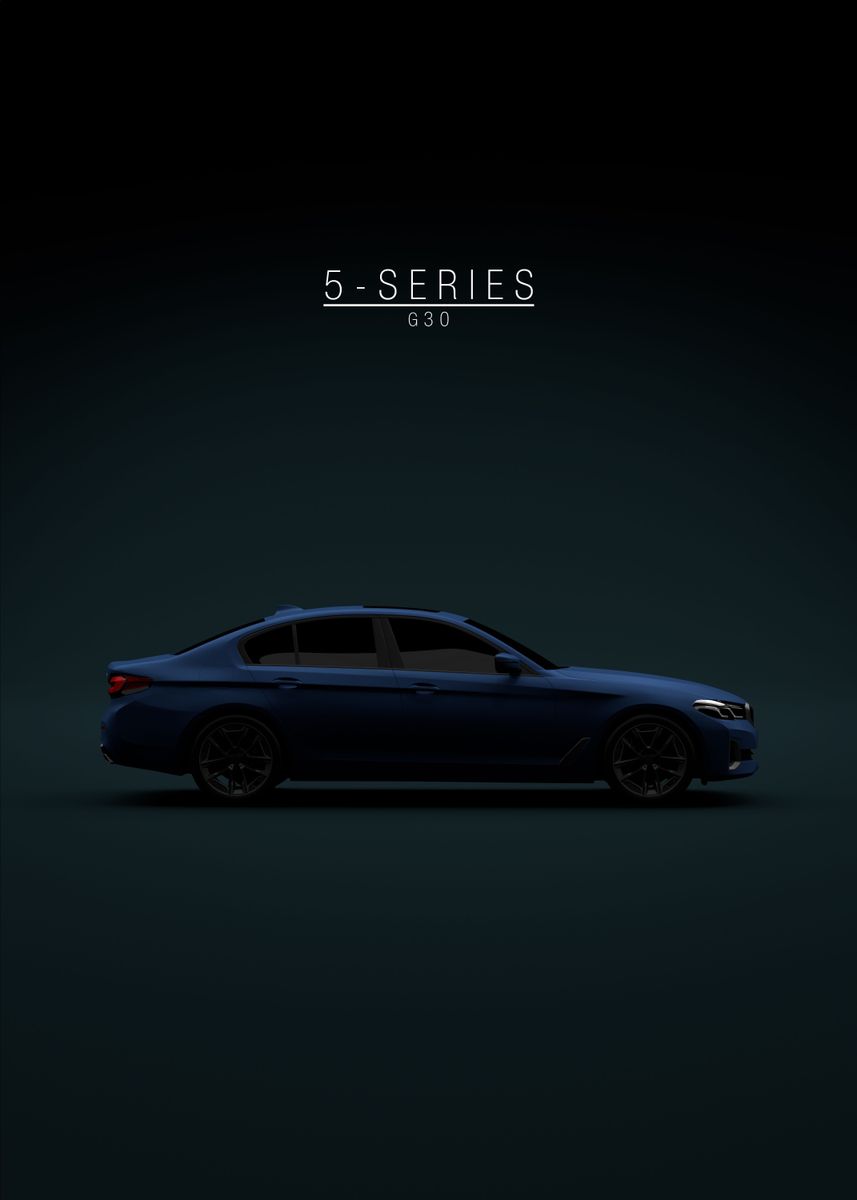 'BMW 5 series G30 Blue' Poster, picture, metal print, paint by 21 MXM ...