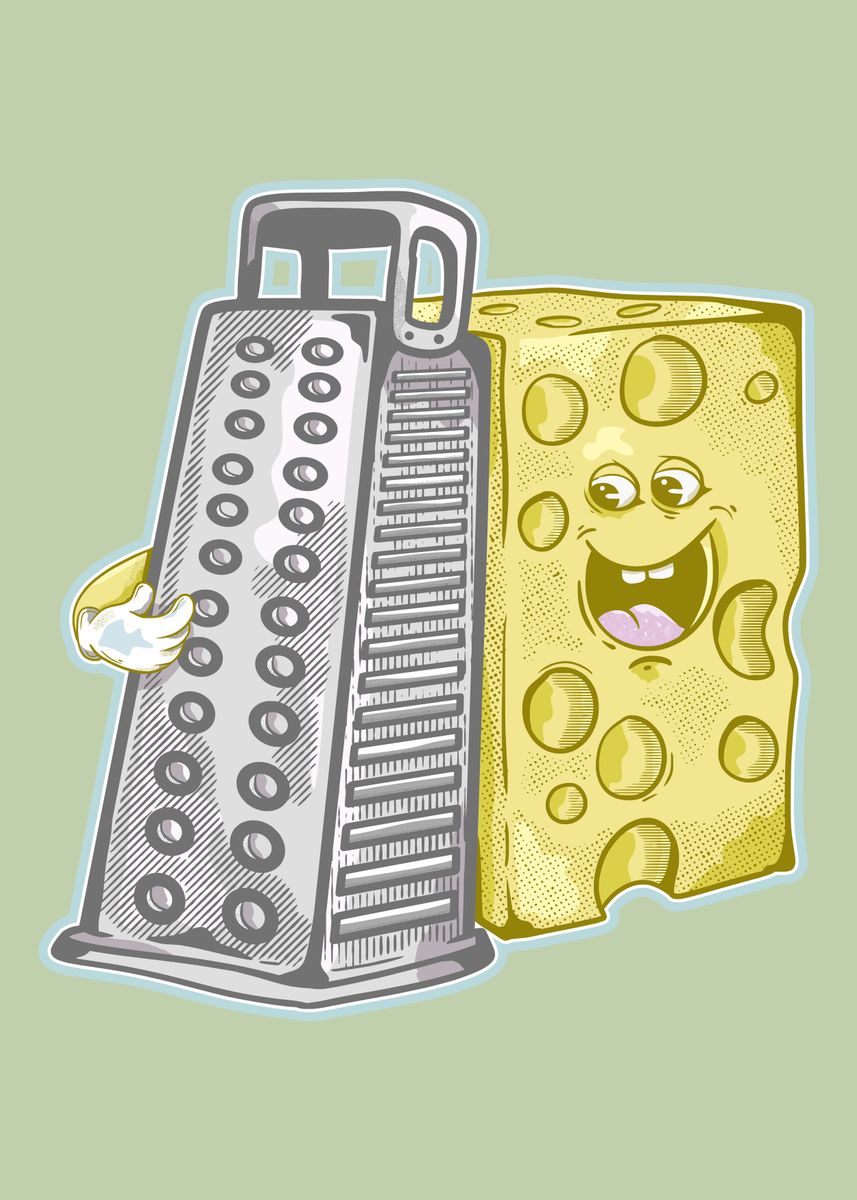 'Cheese Grater and Cheese' Poster, picture, metal print, paint by ...