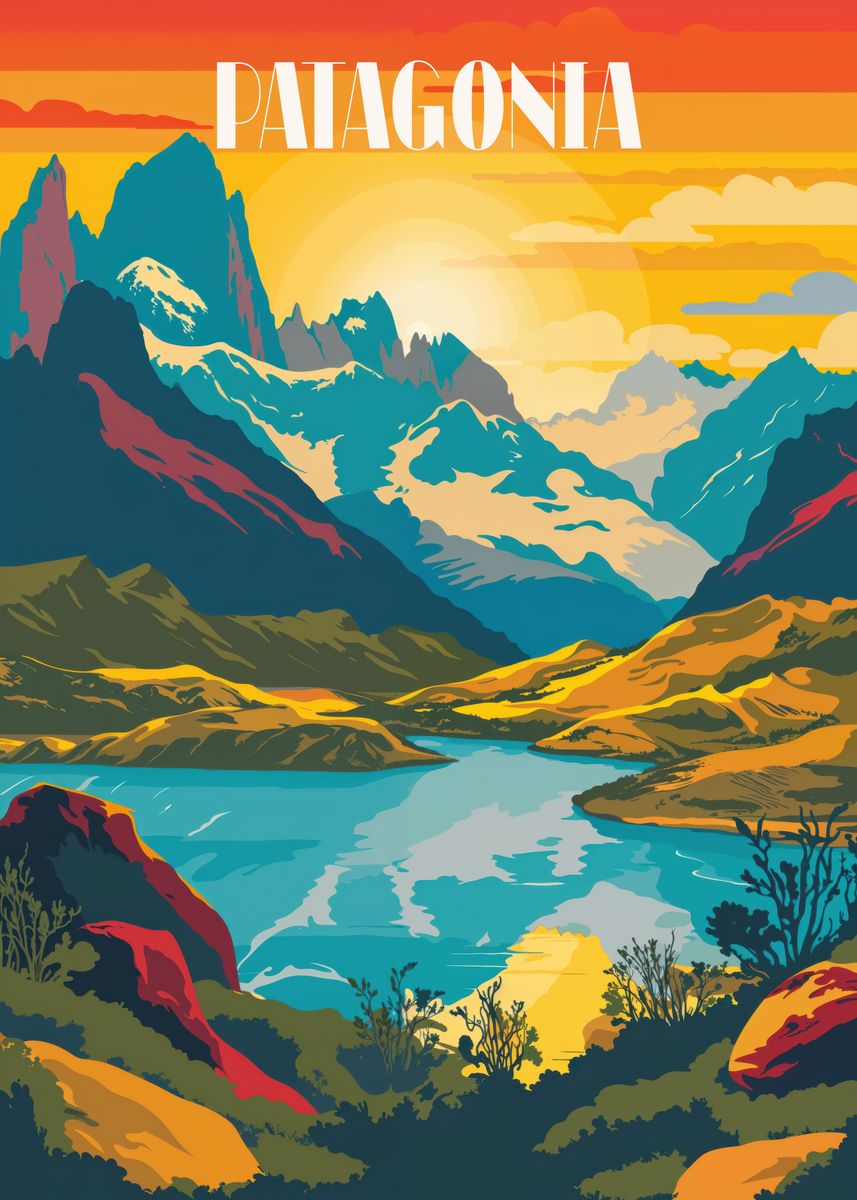'Patagonia Landscape Poster' Poster, picture, metal print, paint by ...