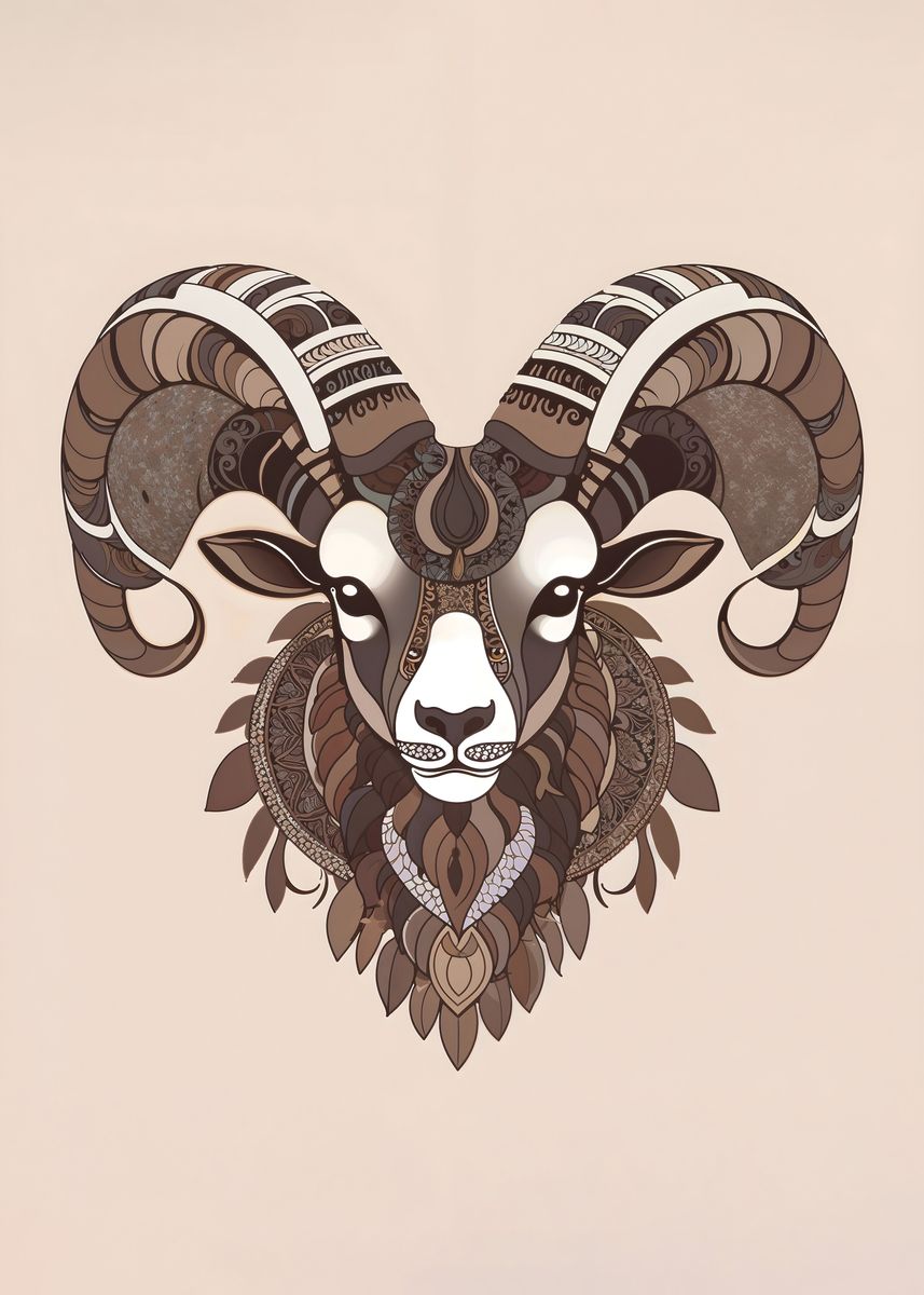'Ornate Ram Illustration' Poster, picture, metal print, paint by VR ...
