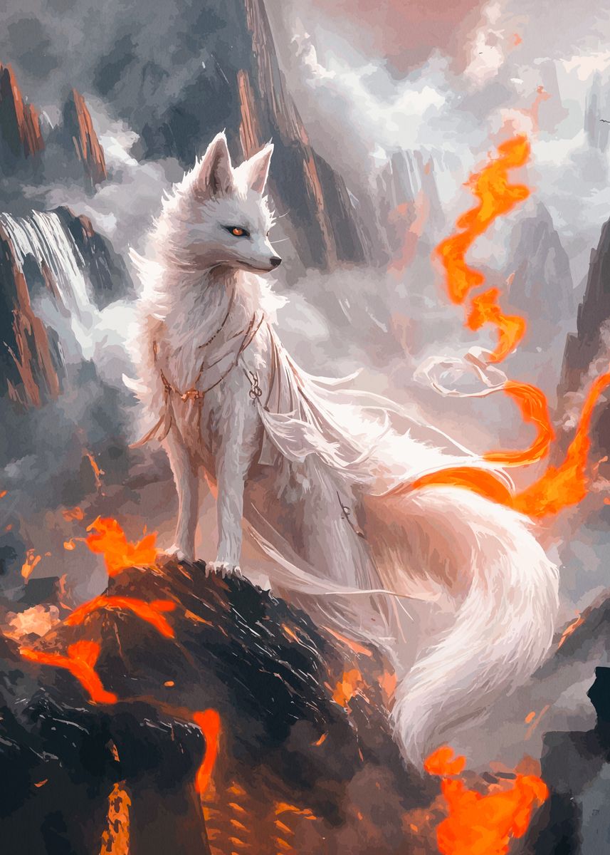 'White Fox' Poster, picture, metal print, paint by Dragon Ball Z | Displate