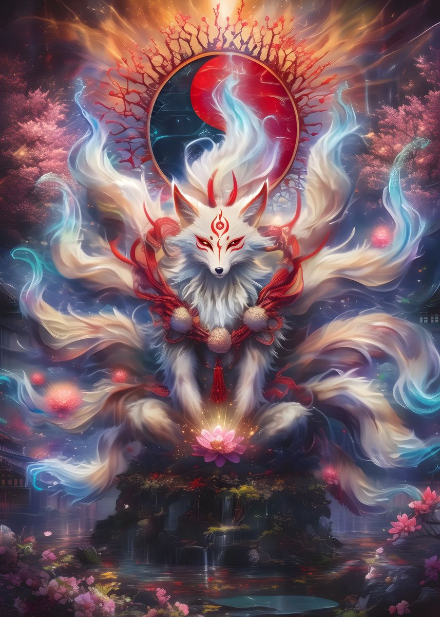 'Nine-Tailed Fox Spirit' Poster, picture, metal print, paint by ...