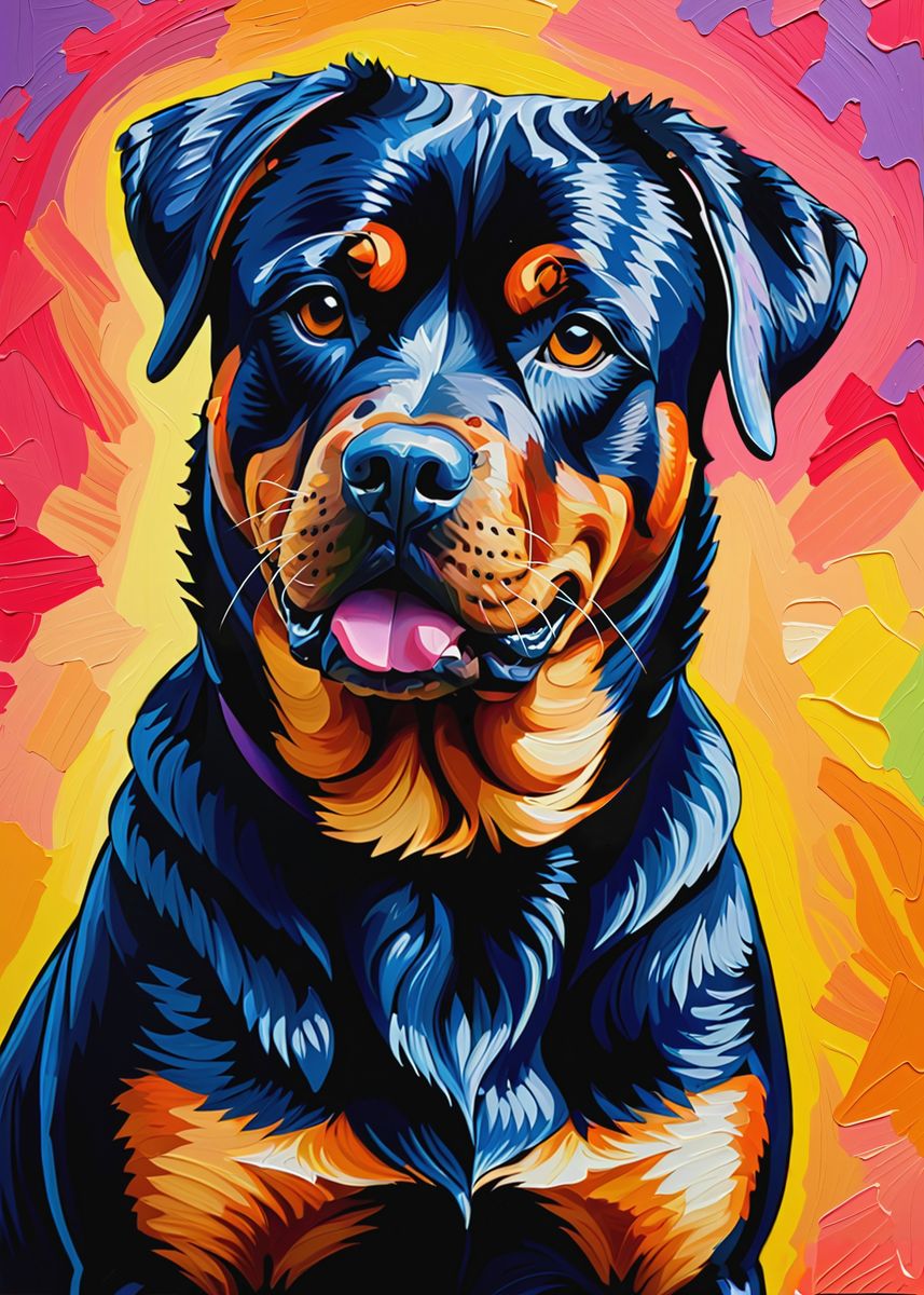 'Rottweiler Portrait' Poster, picture, metal print, paint by City Map ...