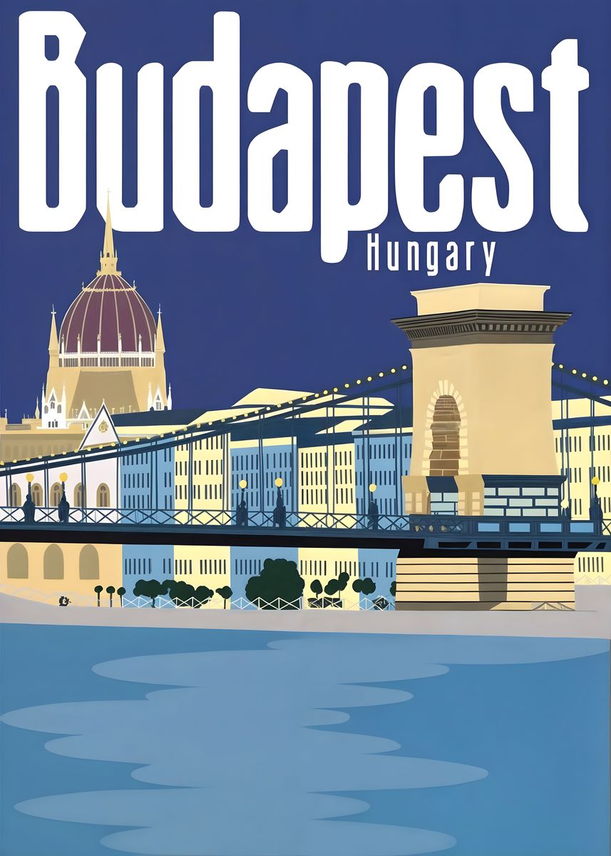 'Budapest Cityscape Poster' Poster, picture, metal print, paint by Top ...