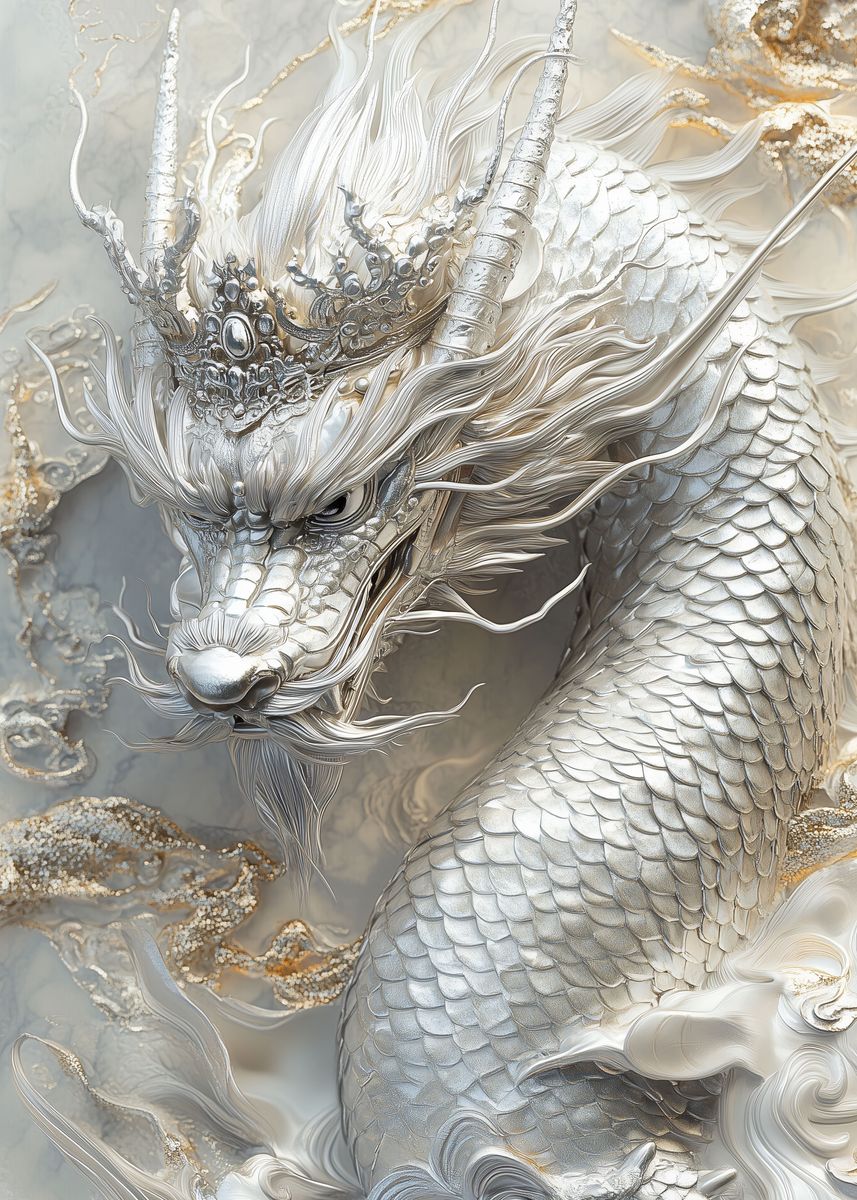 'White Dragon King' Poster, picture, metal print, paint by Melvina ...