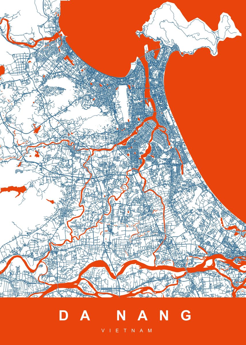 'MAP DA NANG VIETNAM' Poster, picture, metal print, paint by UrbanMaps ...