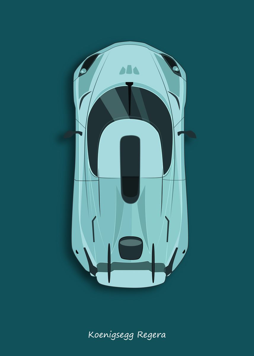 'Koenigsegg Regera Top View' Poster, picture, metal print, paint by ...