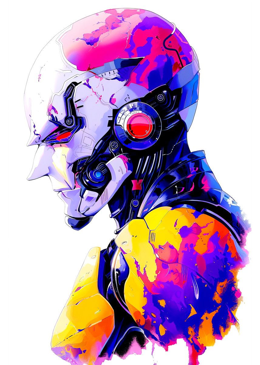 'Cyberpunk Cyborg Portrait' Poster, picture, metal print, paint by ...