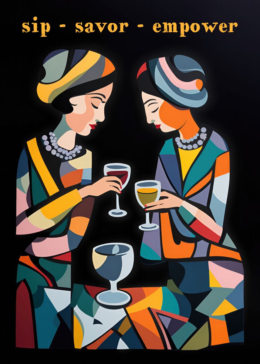 'Sip Savor Empower Feminine Wine Poster' Poster, picture, metal print, paint by BluePinkPanther ...