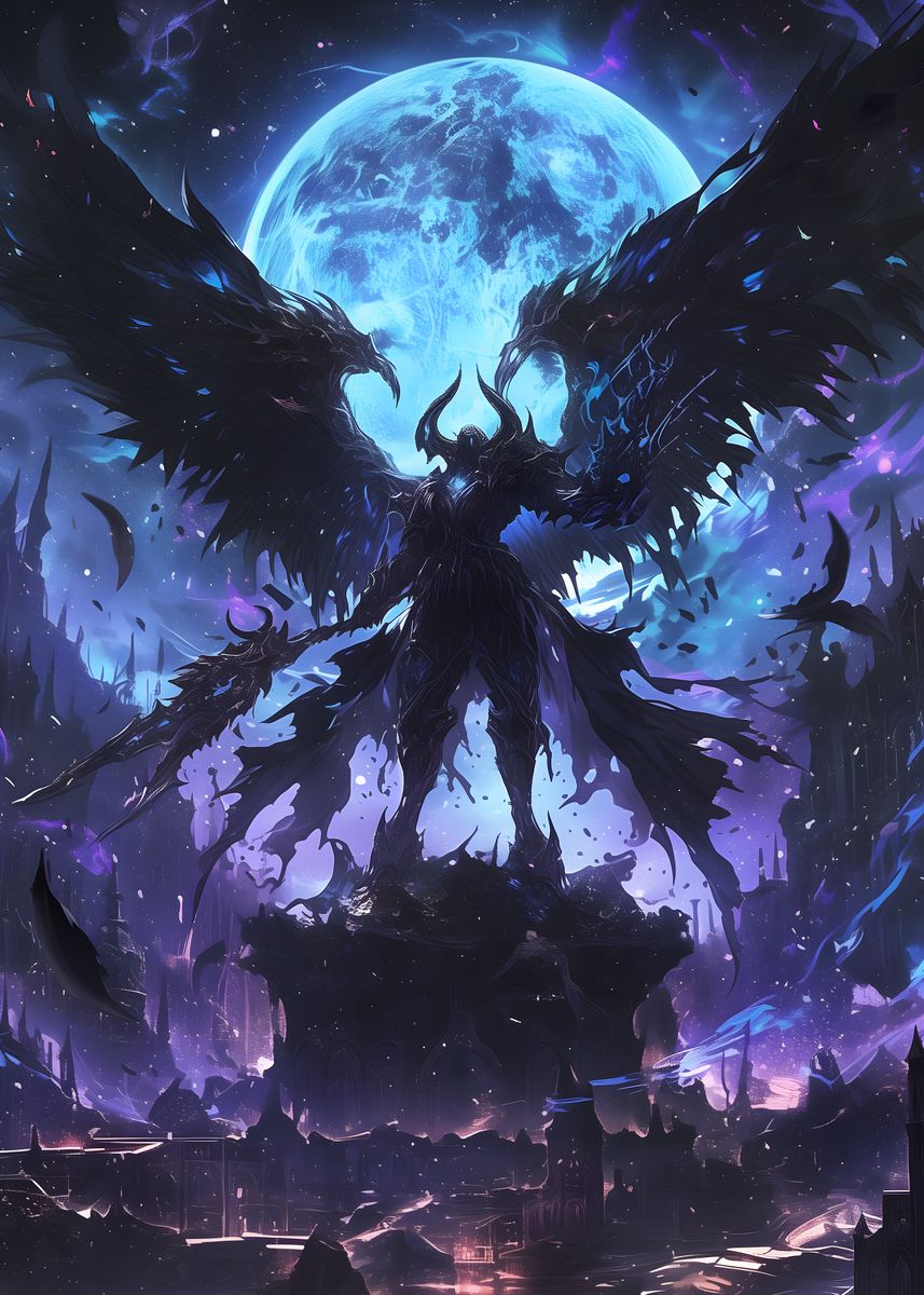 'Dark Angel with Wings' Poster, picture, metal print, paint by ...