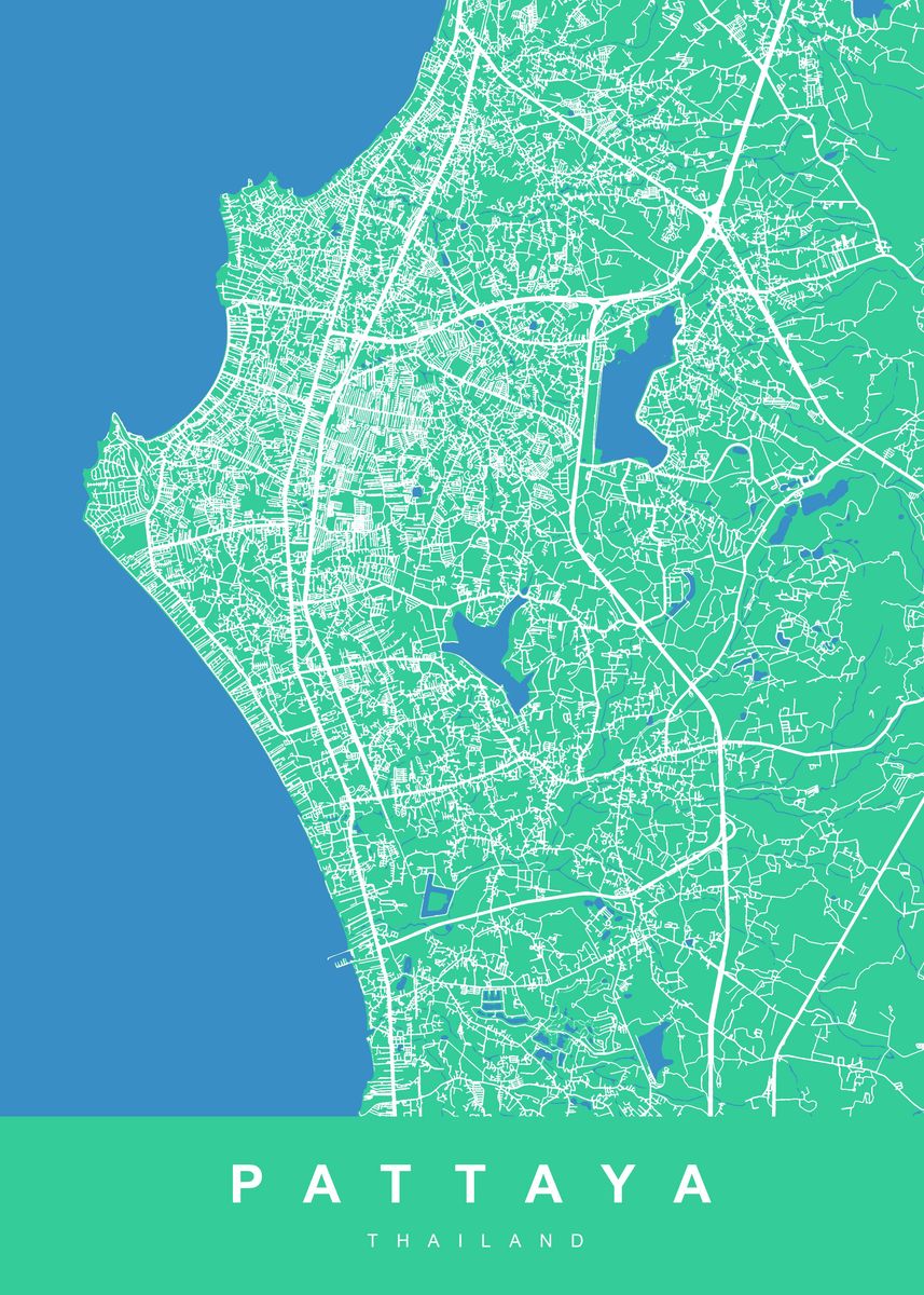 'MAP PATTAYA THAILAND ' Poster, picture, metal print, paint by ...