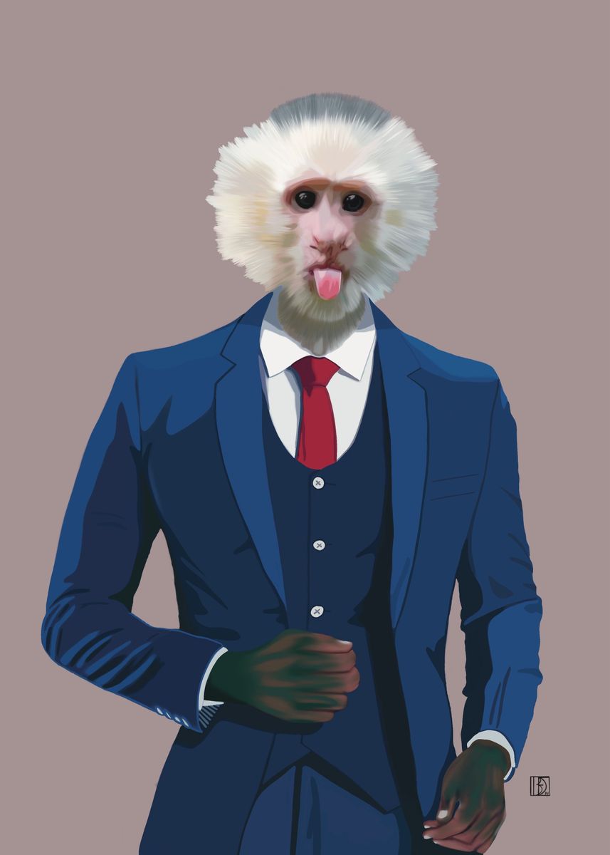 'Capuchin in a suit' Poster, picture, metal print, paint by BenRF ...