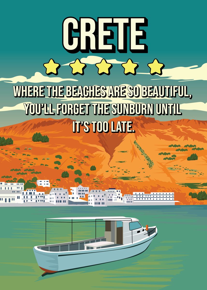 'Funny Crete Travel Poster' Poster, picture, metal print, paint by Jorn ...