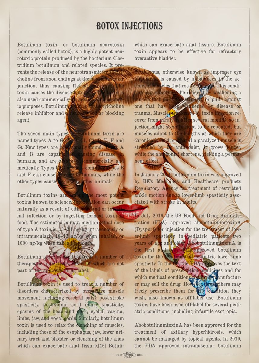 'Botox Injections Vintage Print' Poster, picture, metal print, paint by ...