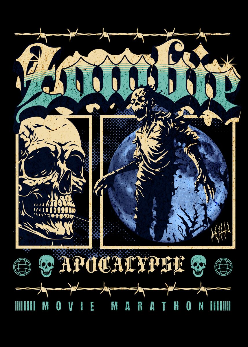 'Zombie Apocalypse Movie Marathon' Poster, picture, metal print, paint ...