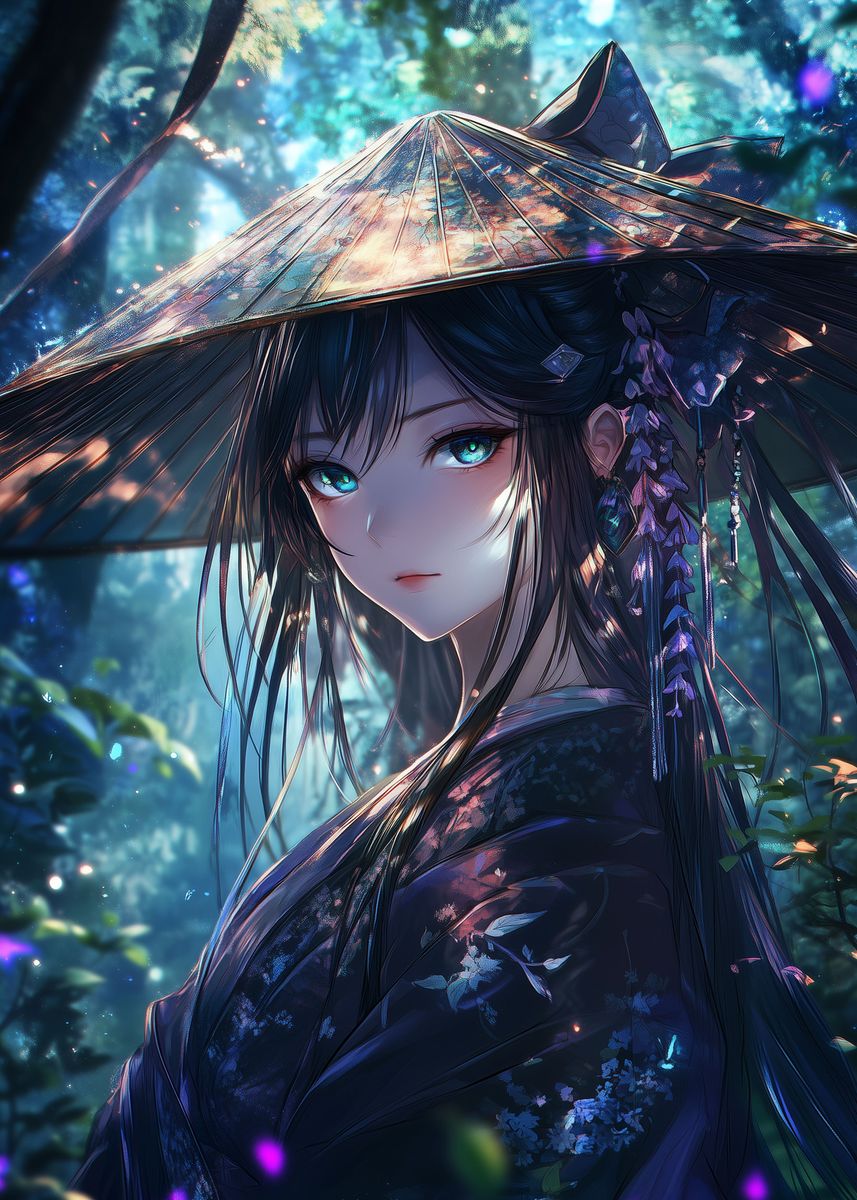 'Cute Japanese anime girl' Poster, picture, metal print, paint by ...