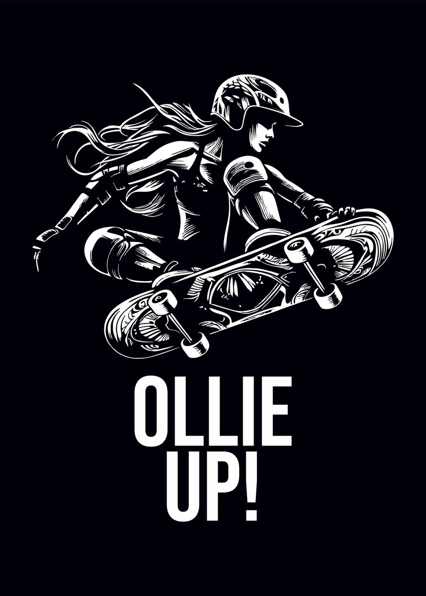 'Skateboard Girl Ollie' Poster, picture, metal print, paint by MAMMIRI ...