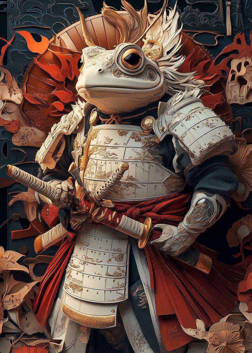 'Frog Samurai Warrior' Poster, picture, metal print, paint by Najib ...