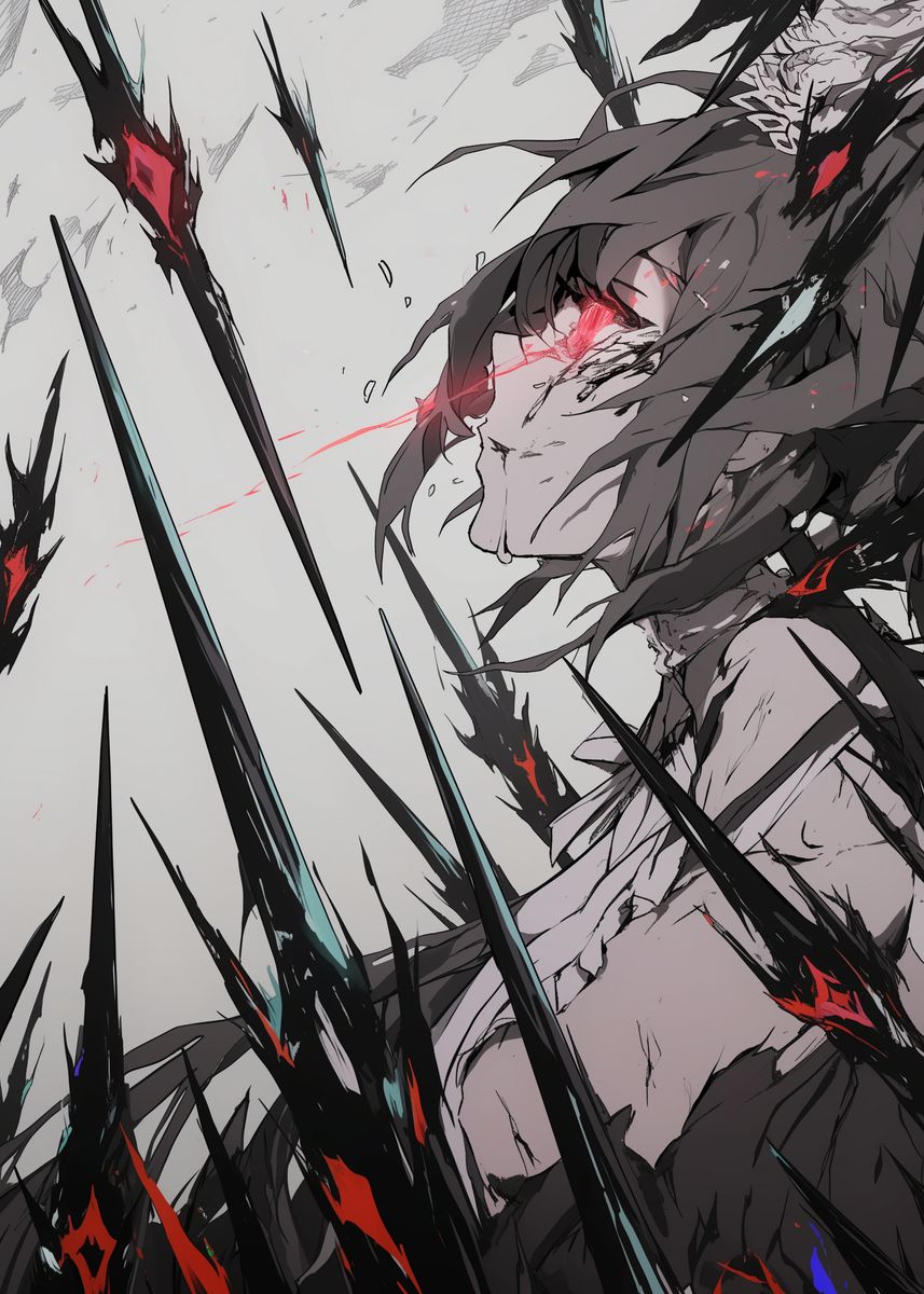 'Anime Girl Surrounded by Blades' Poster, picture, metal print, paint ...
