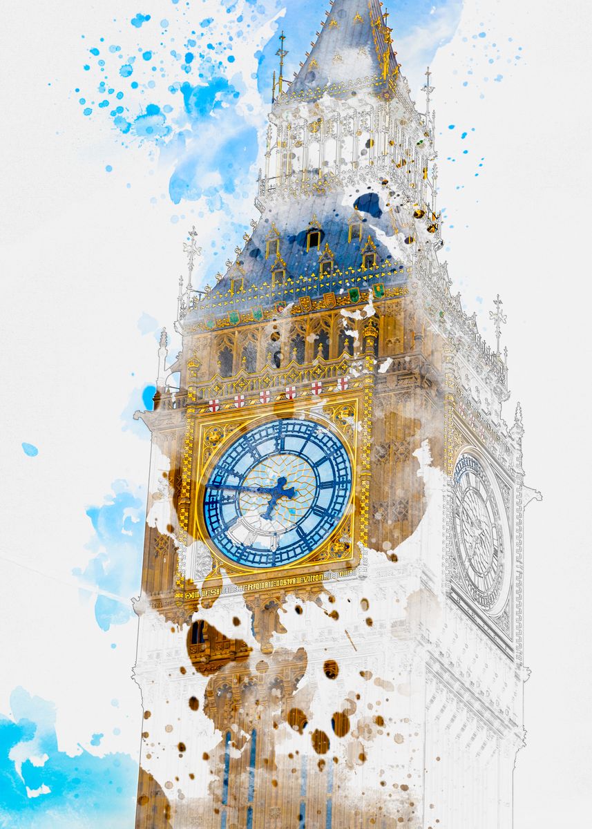 'Big Ben Sketch Art' Poster, picture, metal print, paint by Gianluca ...
