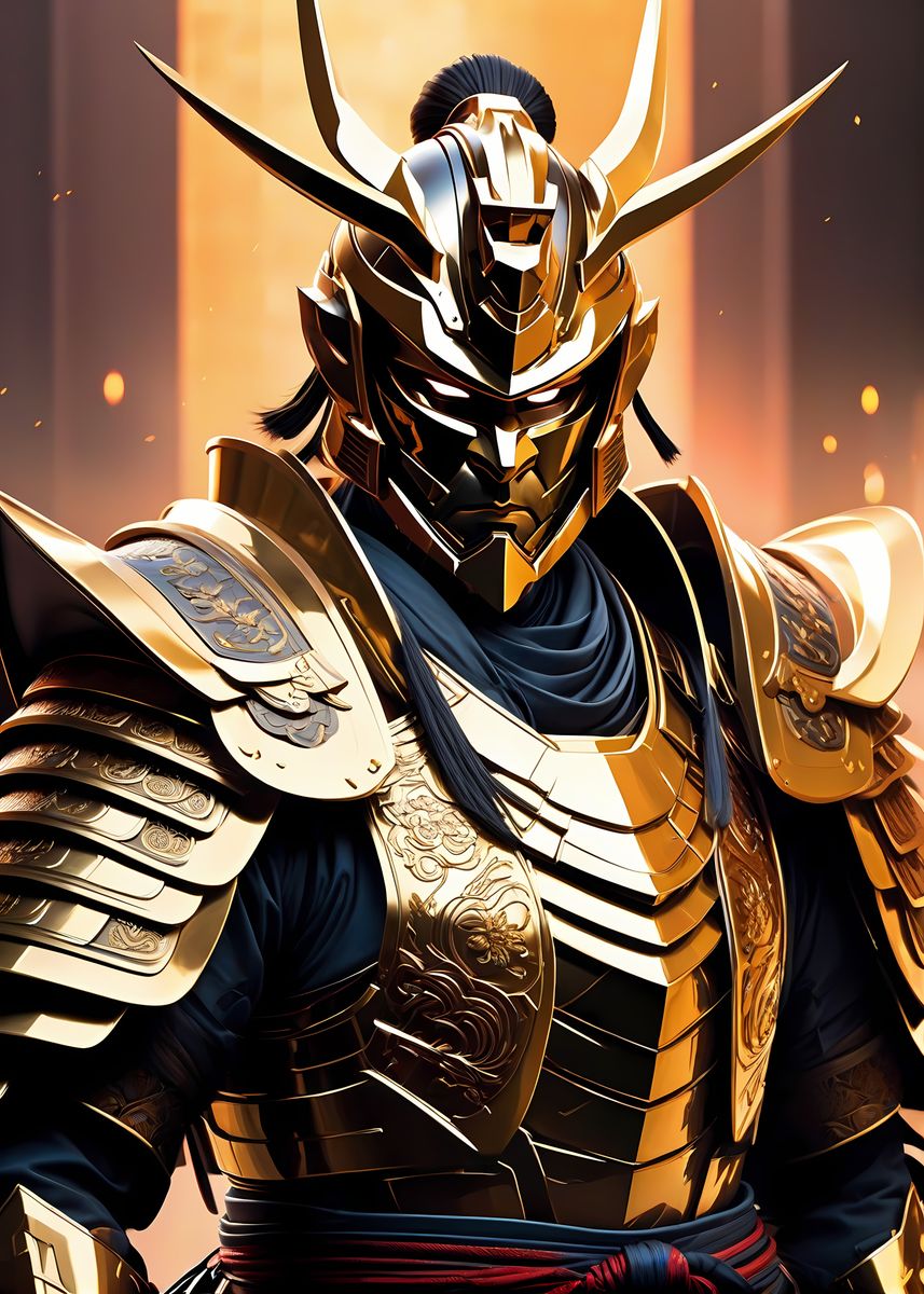 'Golden Samurai Warrior' Poster, picture, metal print, paint by Code ...