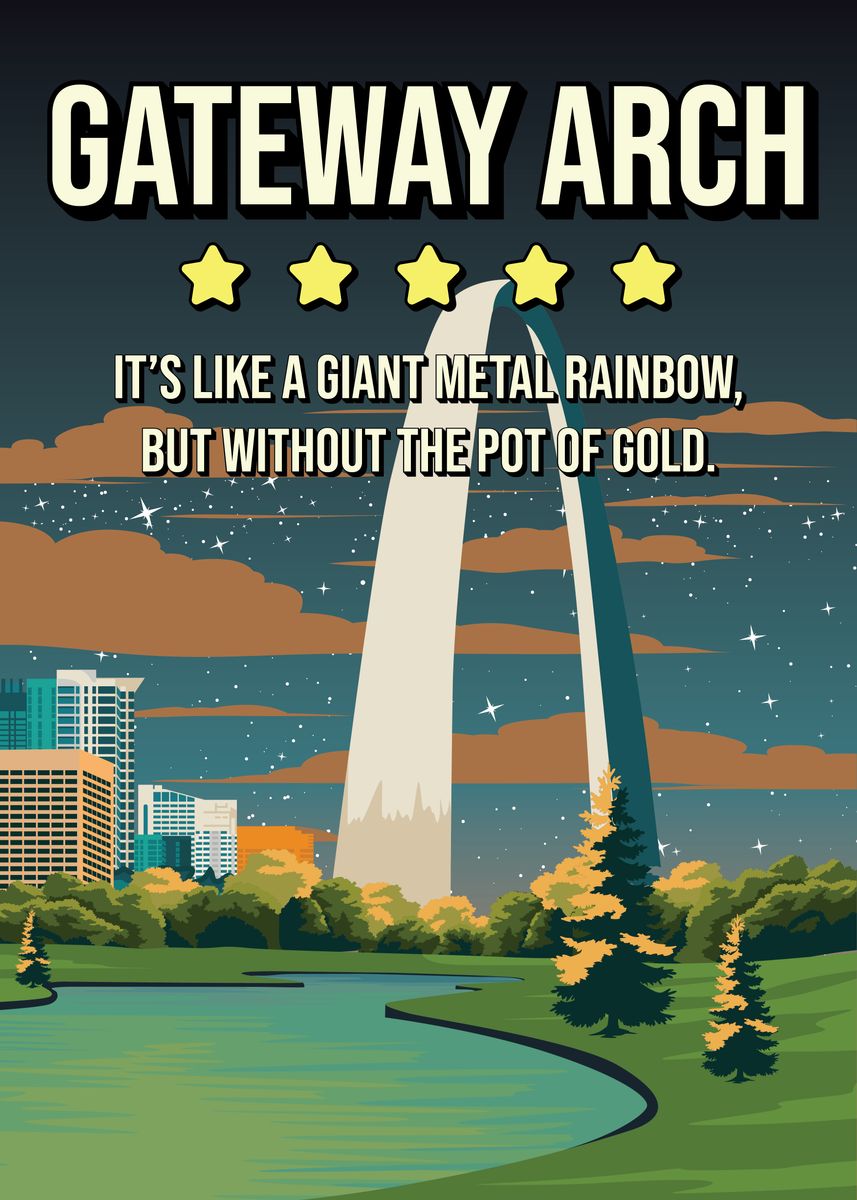 'Funny Gateway Arch Poster' Poster, picture, metal print, paint by Jorn ...